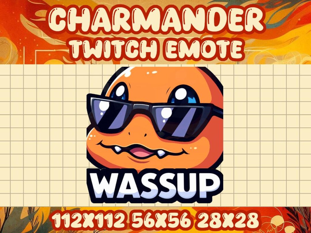 Charmander Wassup Emote Cool Pokémon Chibi Icon for Twitch and Discord ...