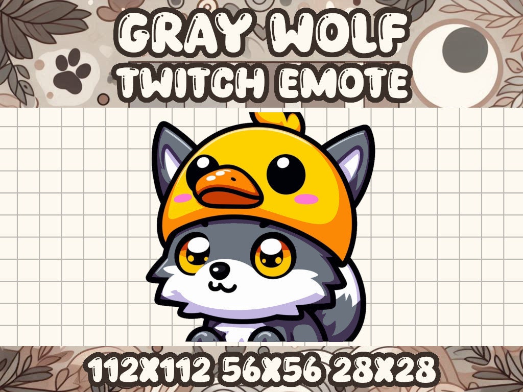 Gray Wolf Duck Beanie Emote | Cute Kawaii Twitch Discord Icon for ...