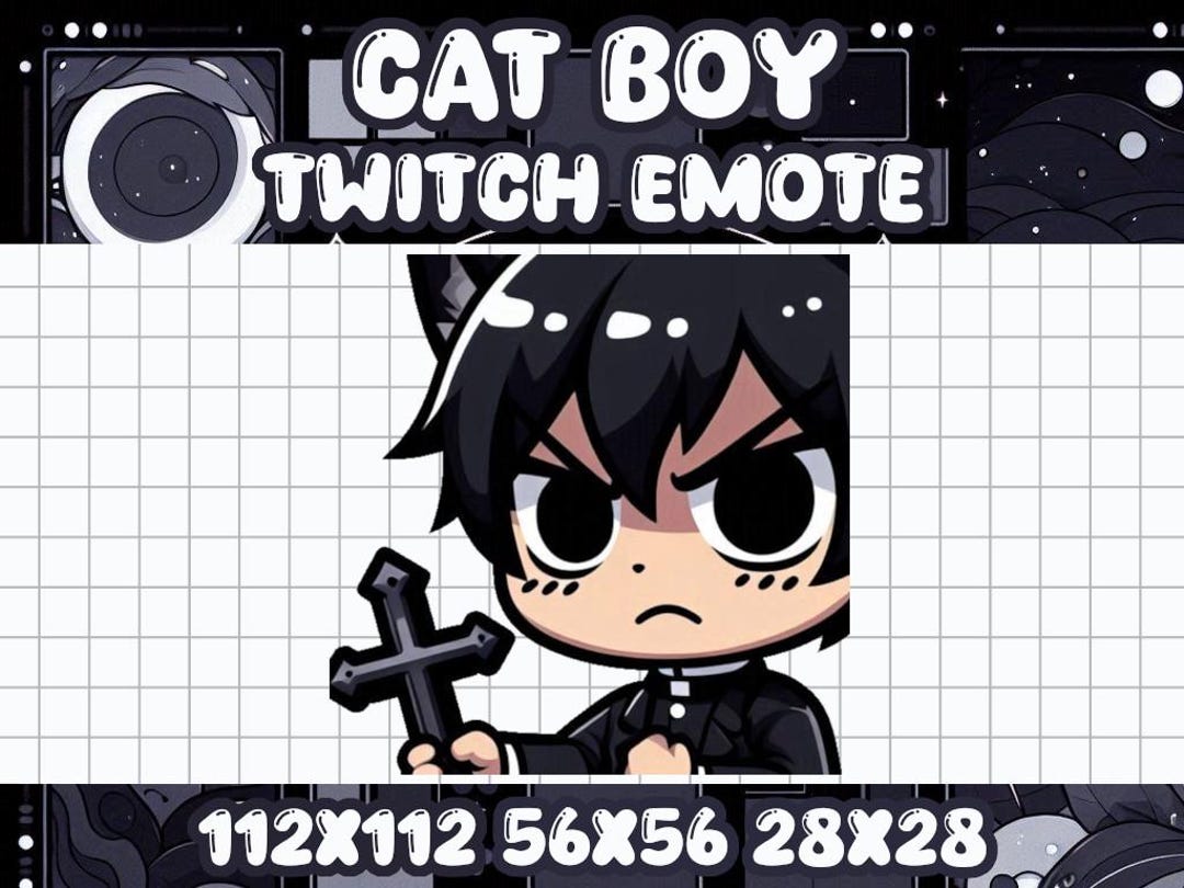 Black Cat Boy Cross Emote for Gamers With Cute Kawaii Icons - Etsy
