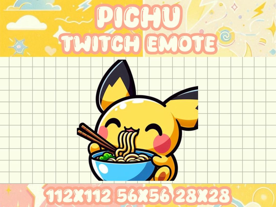 Pichu Eating Ramen Reaction Emote for Twitch and Discord Chat - Etsy