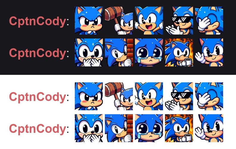 Sonic Emote Starter Pack | 10 Kawaii Chibi Icons for Twitch and Discord ...