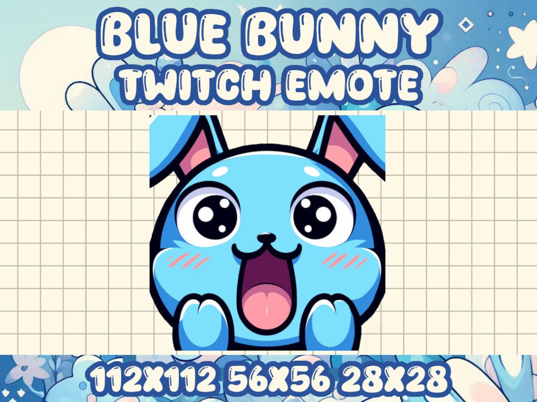 Blue Bunny POG Emote Cute Twitch Discord Icon Kawaii Chibi Gamer Hype ...