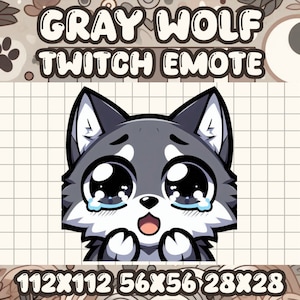 Gray Wolf Pleading Emote | Cute Kawaii Chibi Icon for Twitch and ...