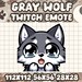 Gray Wolf Pleading Chibi Emote: Twitch, Discord (digital Download) - Etsy