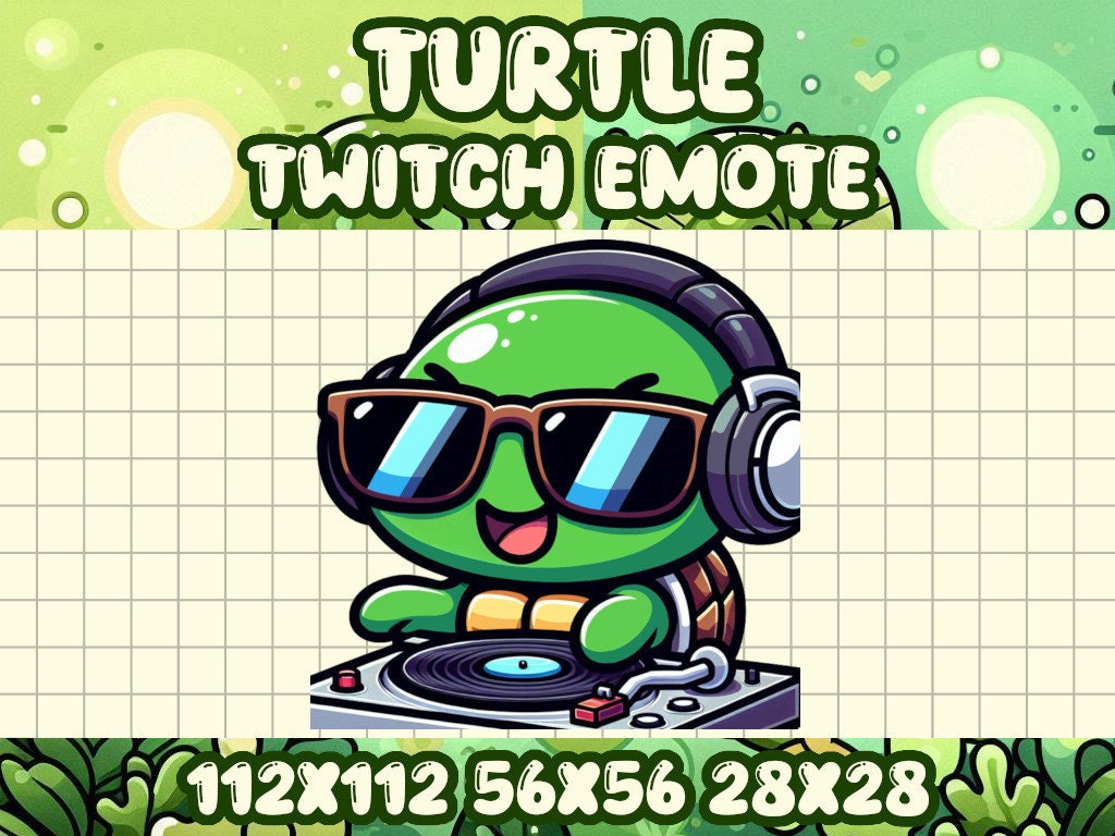 Green Turtle DJ Emote for Twitch and Discord - Kawaii Gaming Icon - Etsy