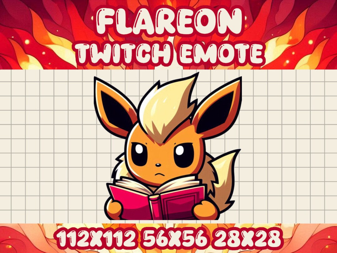 Flareon Reading Emote Cute Pokémon Icons for Twitch and Discord - Etsy