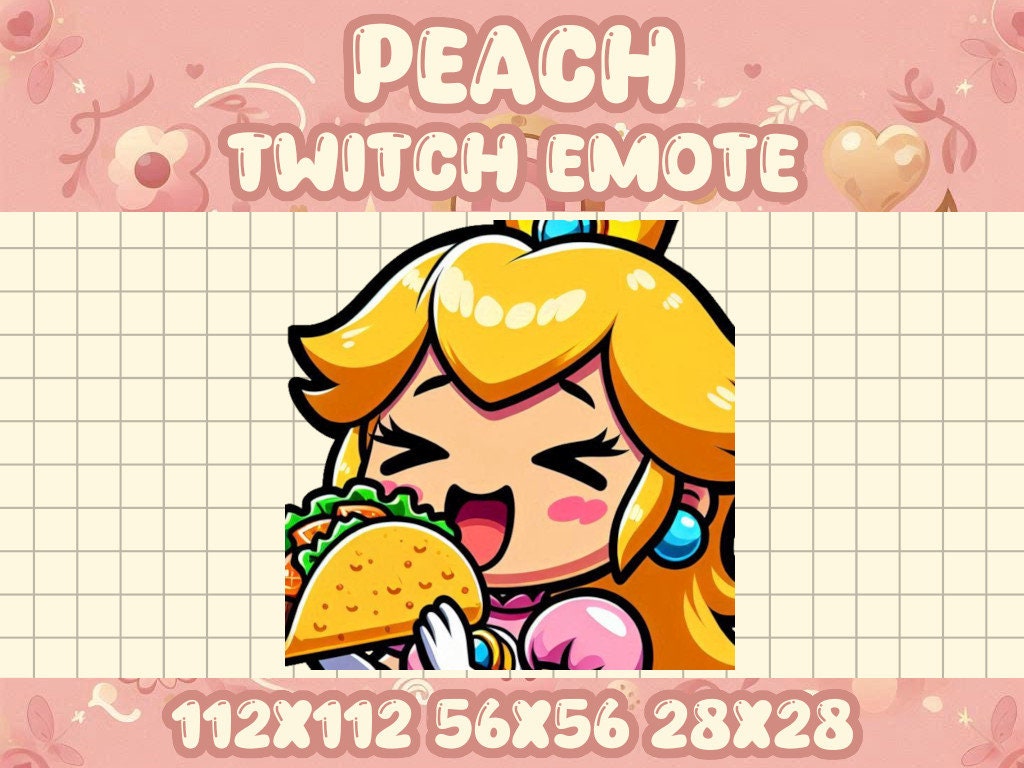 Princess Peach Taco Emote Super Mario Twitch Discord Icon Kawaii Chibi ...