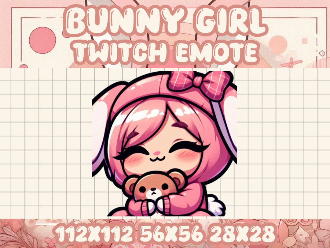 Pink Bunny Girl Teddy Bear Emote Cute Twitch & Discord Icons Kawaii ...