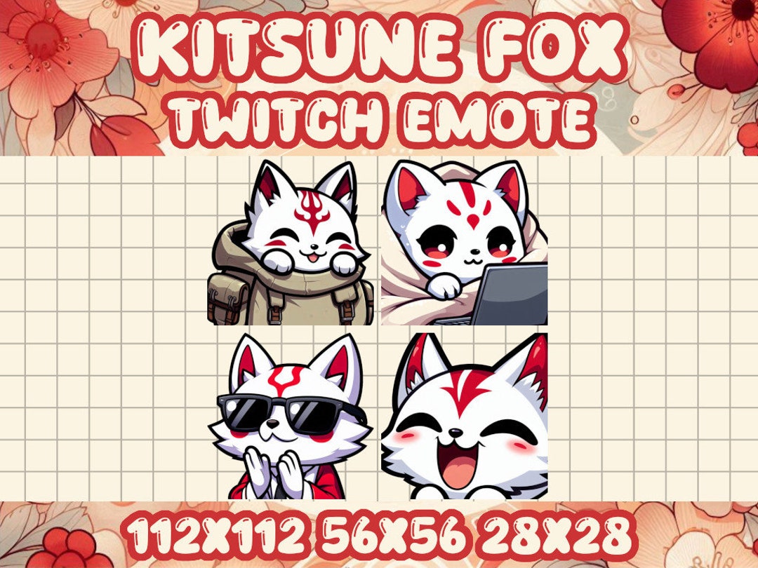 Kitsune Fox Emotes: Backpack, Laptop, Clap, Laugh (twitch, Discord) - Etsy
