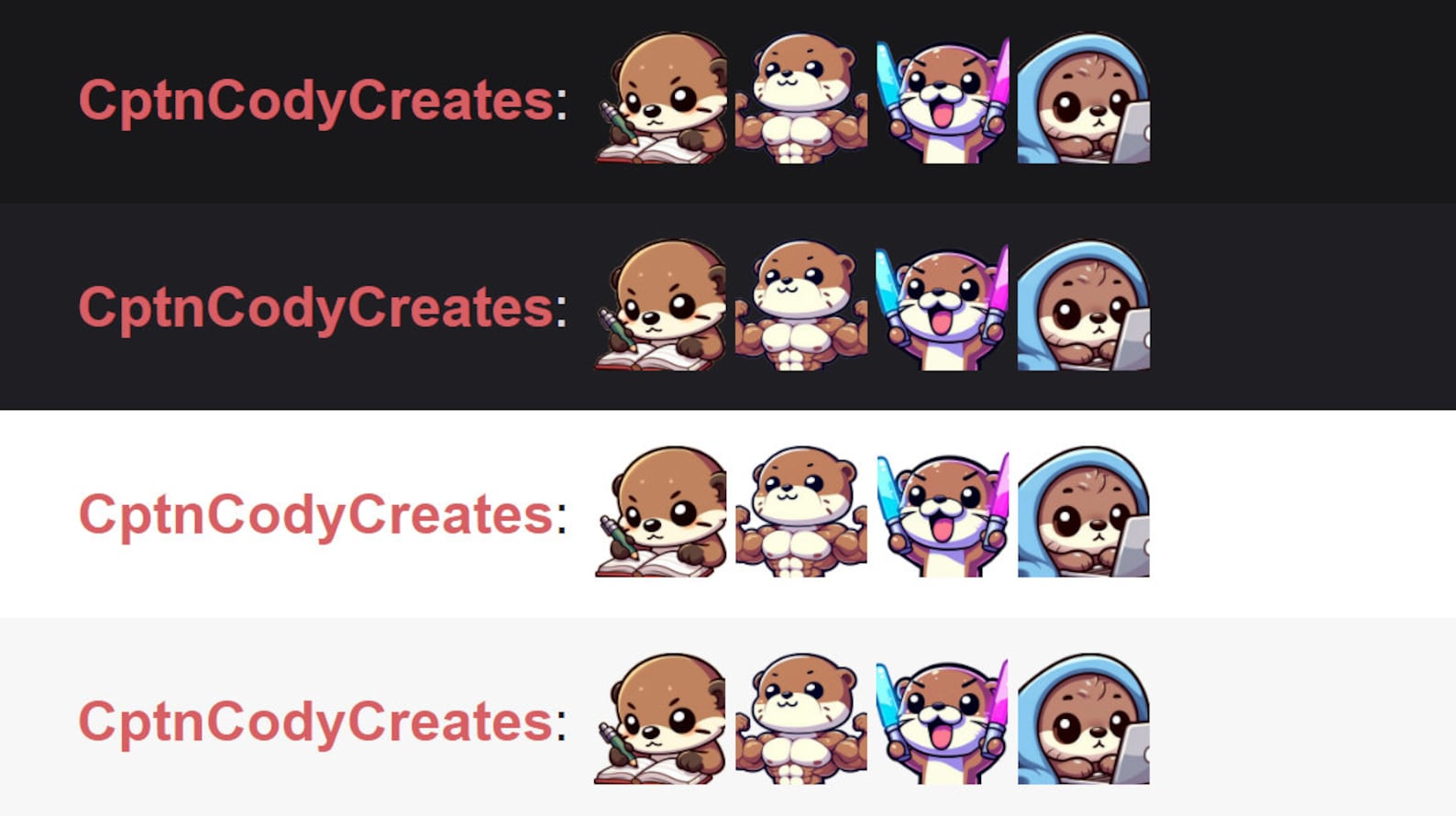 4-pack Emote Bundle: Otter Notes, Muscle, Light Sticks, Cozy Laptop ...