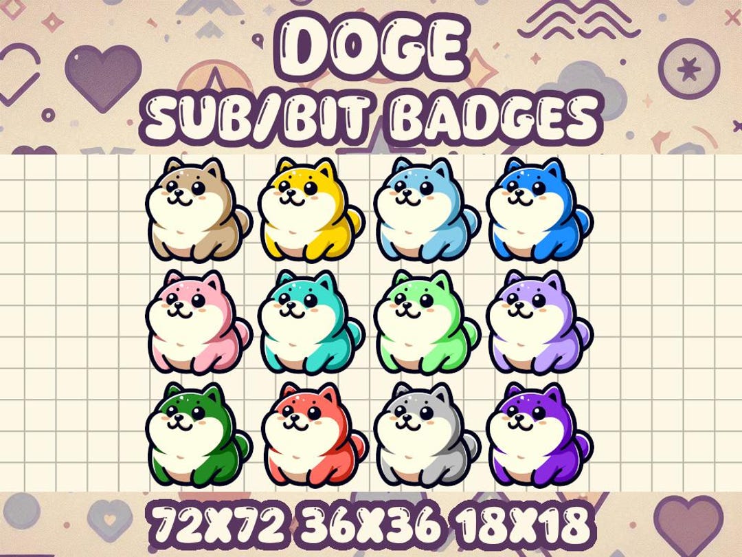 Doge Sub or Bit Badge Pack | Kawaii Shiba Inu Icons for Twitch ...