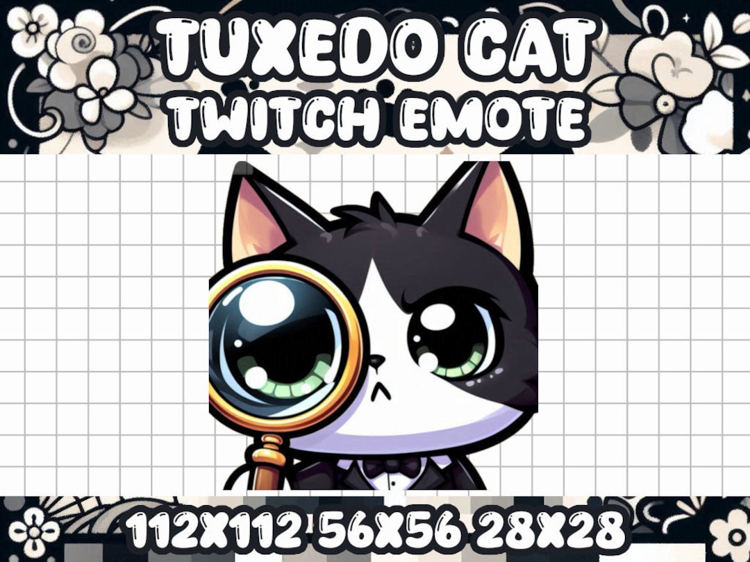 Tuxedo Cat Zoom Emote Cute Kawaii Icon Adorable Gamer Emotes for Twitch ...