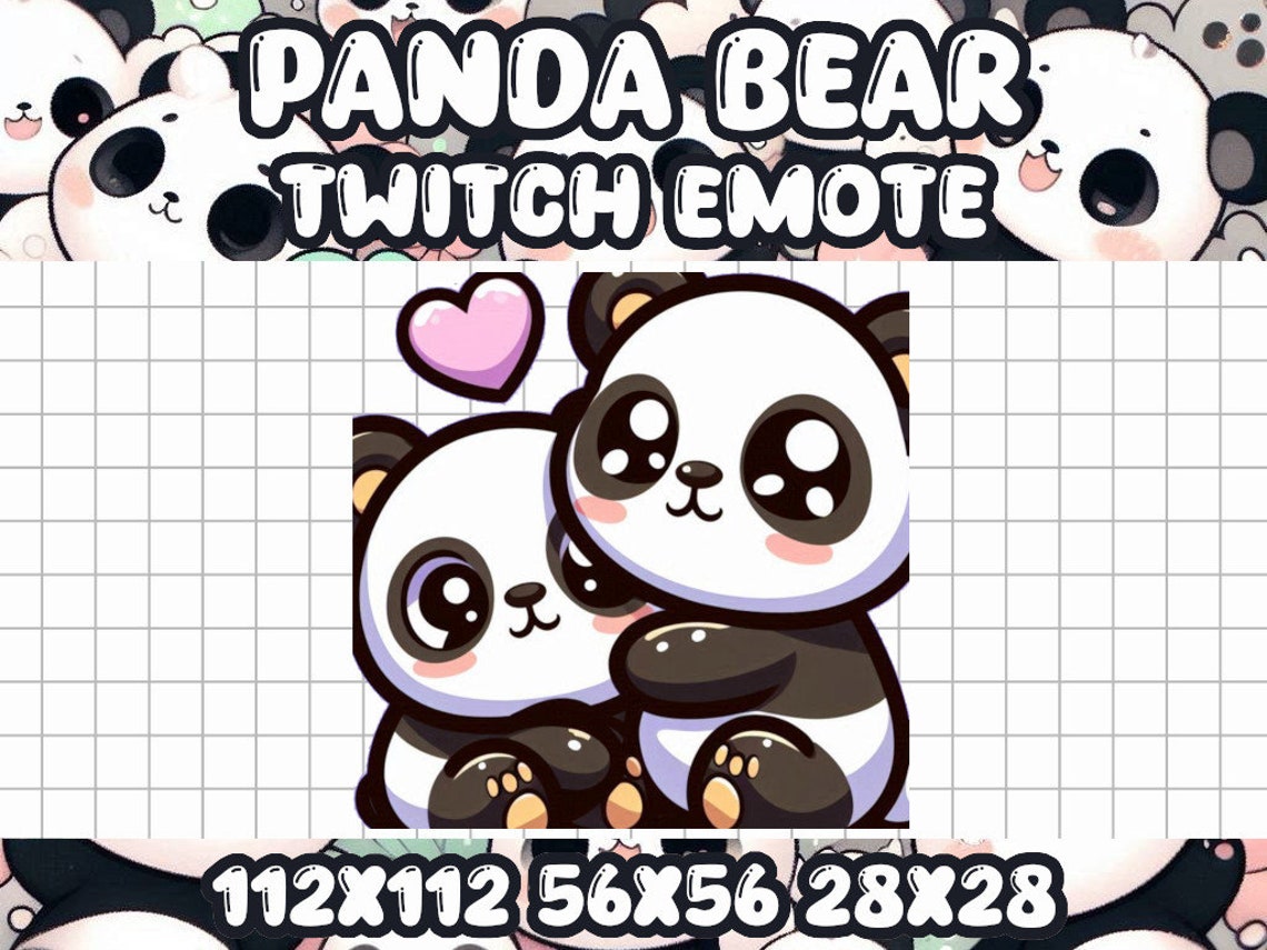 Panda Bear Cuddle Emote Cute Twitch & Discord Icons Kawaii Chibi Gamer ...