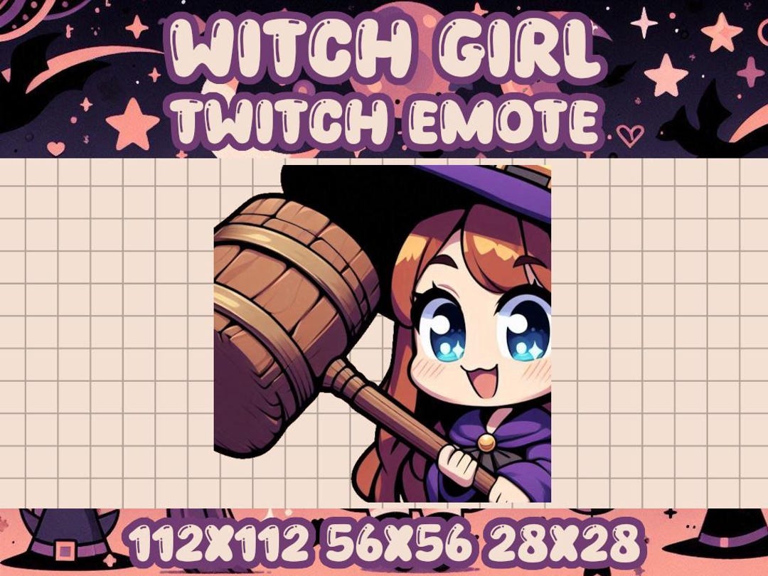 Witch Girl BONK Emote for Twitch and Discord - Cute Chibi Icons for ...