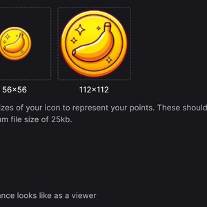 Gold Banana Coin Channel Point Icon | Kawaii Gamer Badge for Twitch and ...