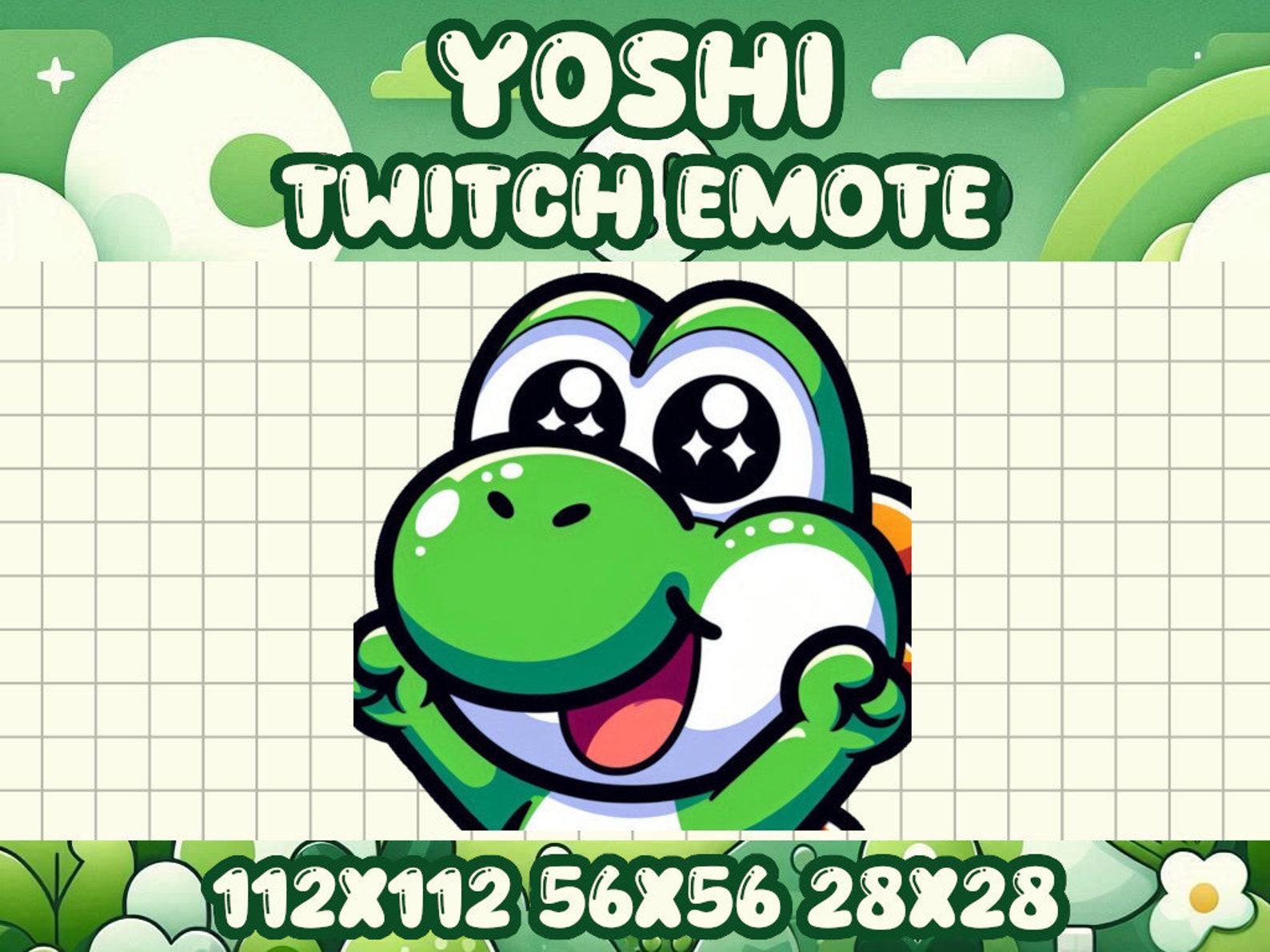 Green Yoshi Hype Emote | Kawaii Gamer Icon for Discord and Twitch - Etsy