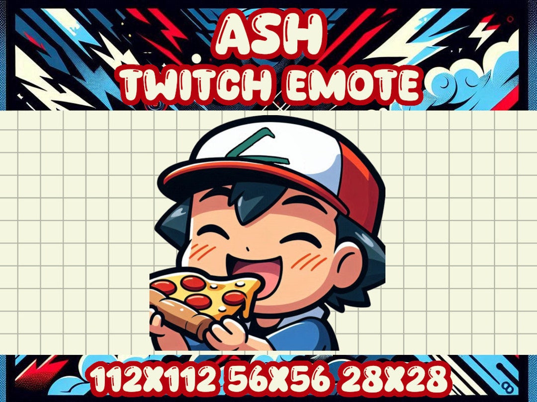 Ash Ketchum Pizza Emote Pokémon Twitch & Discord Icons Kawaii Chibi ...