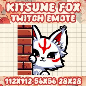 Kitsune Fox Lurk Emote for Twitch and Discord – Cute Kawaii Gamer Icon ...