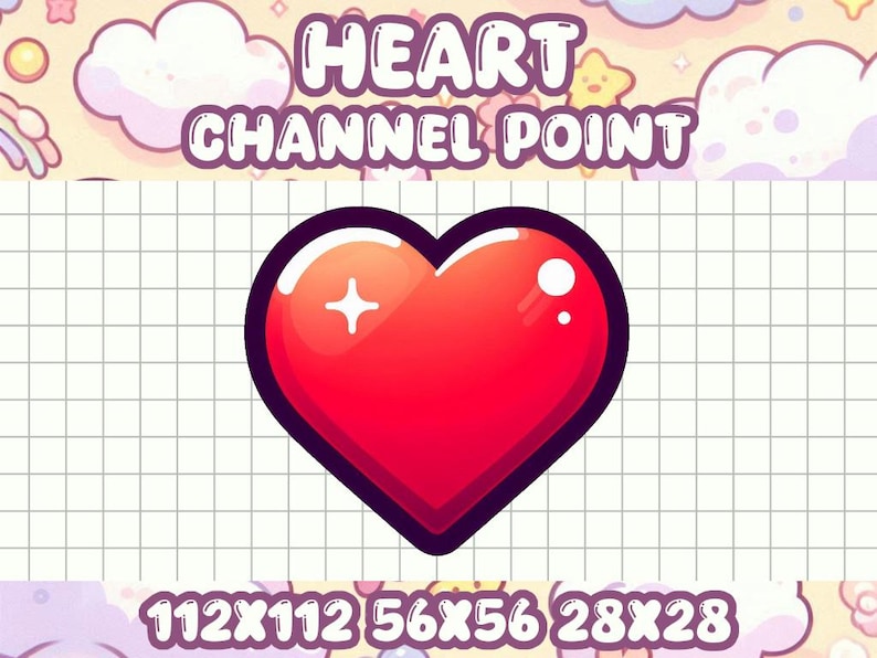 Heart Channel Point Emote | Cute Kawaii Love Icon for Twitch and ...
