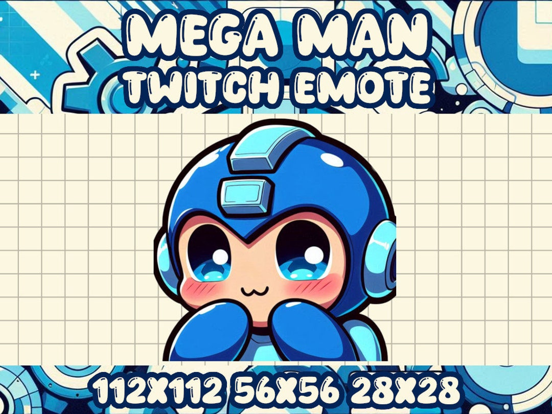 Mega Man Blush Emote Twitch & Discord Icons Kawaii Chibi Gamer Emotes ...