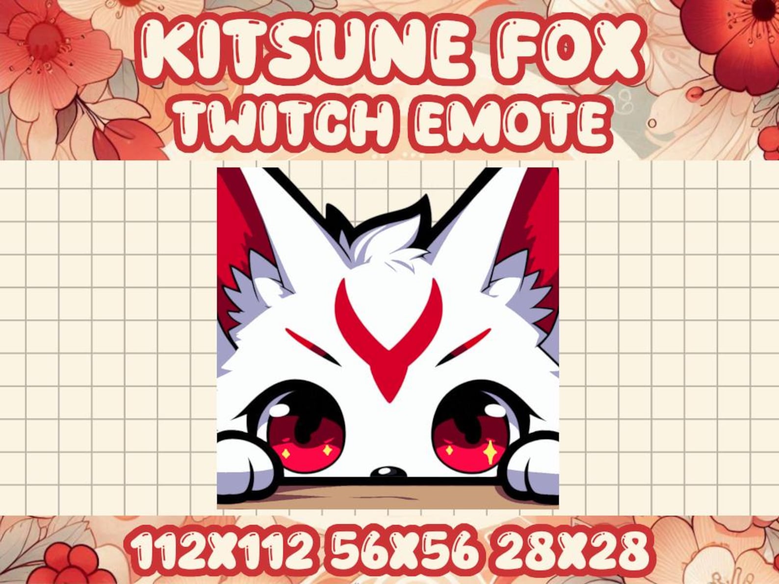 Kitsune Fox Peek Emote for Twitch and Discord – Cute Kawaii Gamer Icon ...