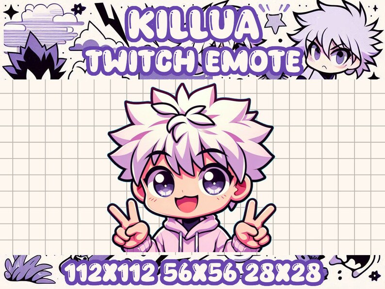 Killua Peace Sign Emote Hunter X Hunter Anime Icons Kawaii Chibi Gamer ...