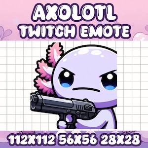 Axolotl Gun Emote | Purple Kawaii Chibi Icon for Twitch and Discord - Etsy