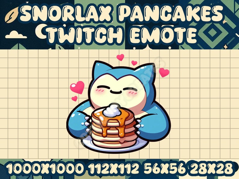 Snorlax Pancakes Emote Pokémon Twitch & Discord Icons Adorable Gamer ...