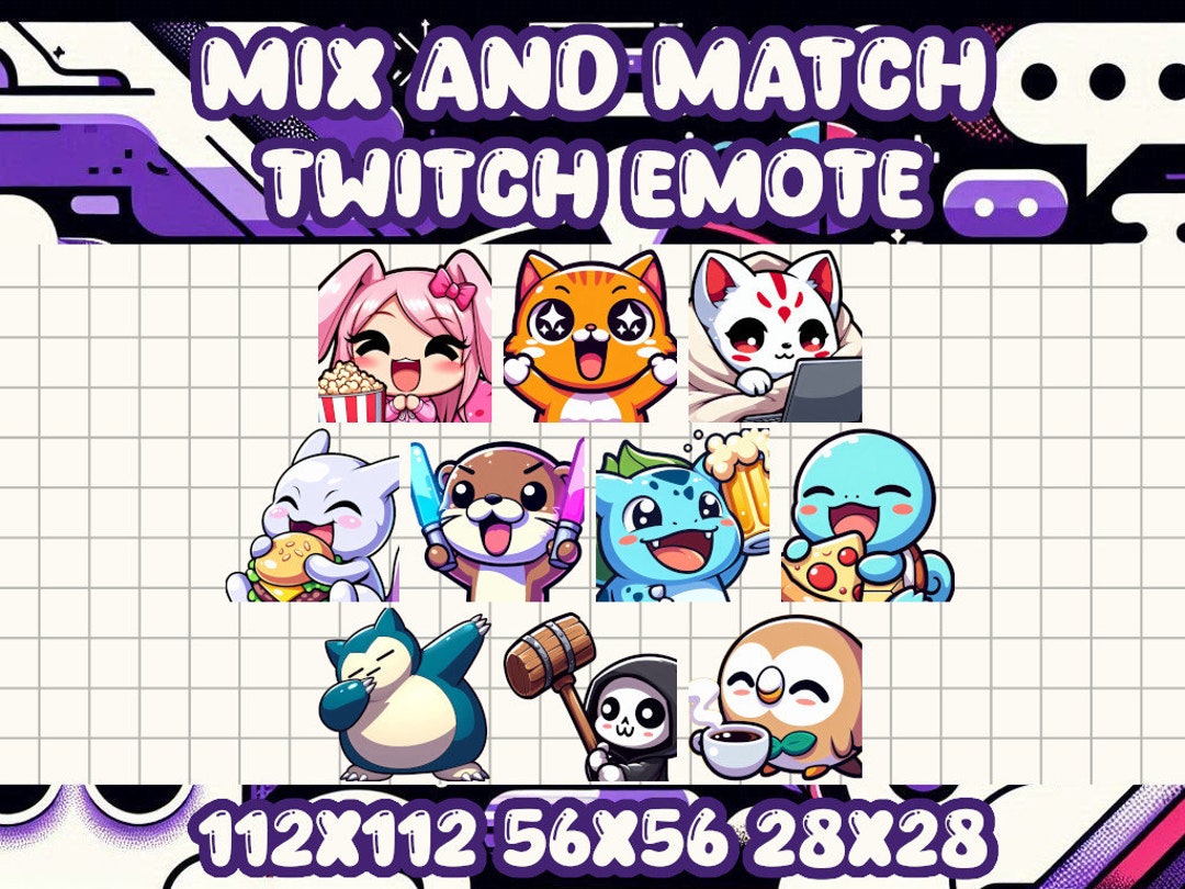 10-pack Customizable Emote Bundle for Twitch & Discord - Cute Kawaii ...