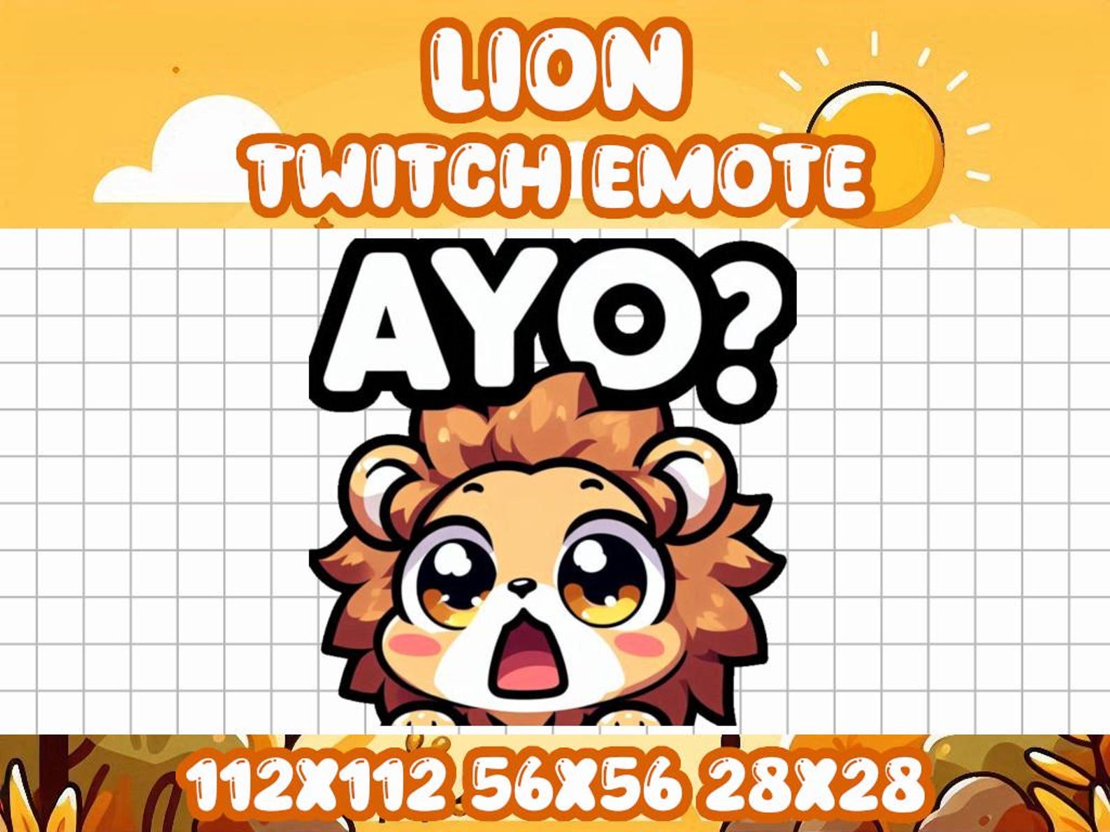 Lion Ayo? Emote | Cute Twitch & Discord Icon | Kawaii Chibi Gamer Emote ...