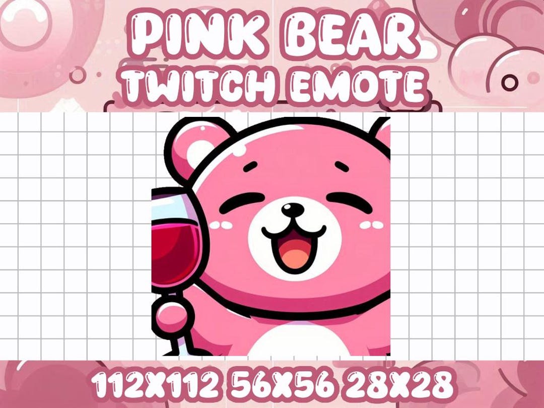 Pink Bear Wine Emote | Kawaii Party Icon for Twitch and Discord - Etsy