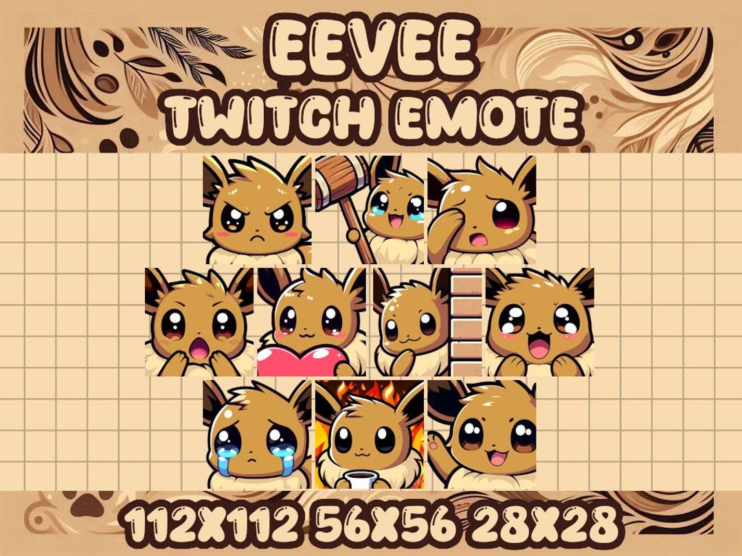 Eevee Emote 10-pack Adorable Kawaii Starter Bundle for Twitch and ...