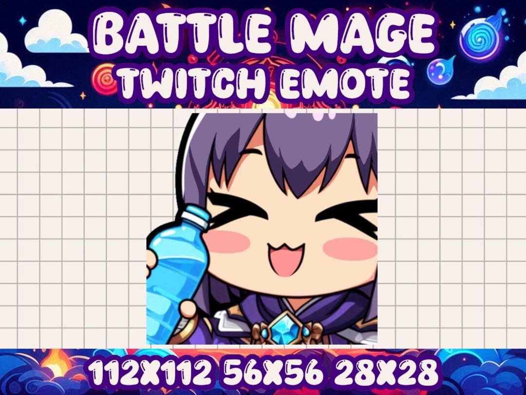 Battle Mage Girl Hydrate Emote for Twitch and Discord - Cute Chibi ...