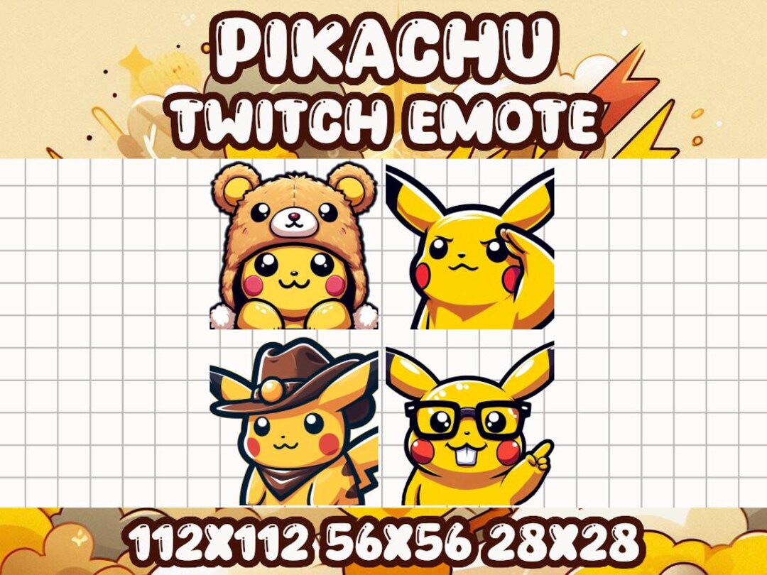 Pikachu 4 Pack Reaction Emotes for Twitch and Discord Chat - Etsy