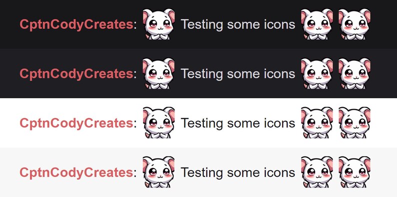White Rat Blush Emote Cute Twitch & Discord Icons Kawaii Chibi Gamer ...