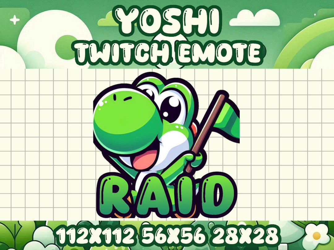 Green Yoshi Raid Emote for Twitch Discord Gamers - Etsy