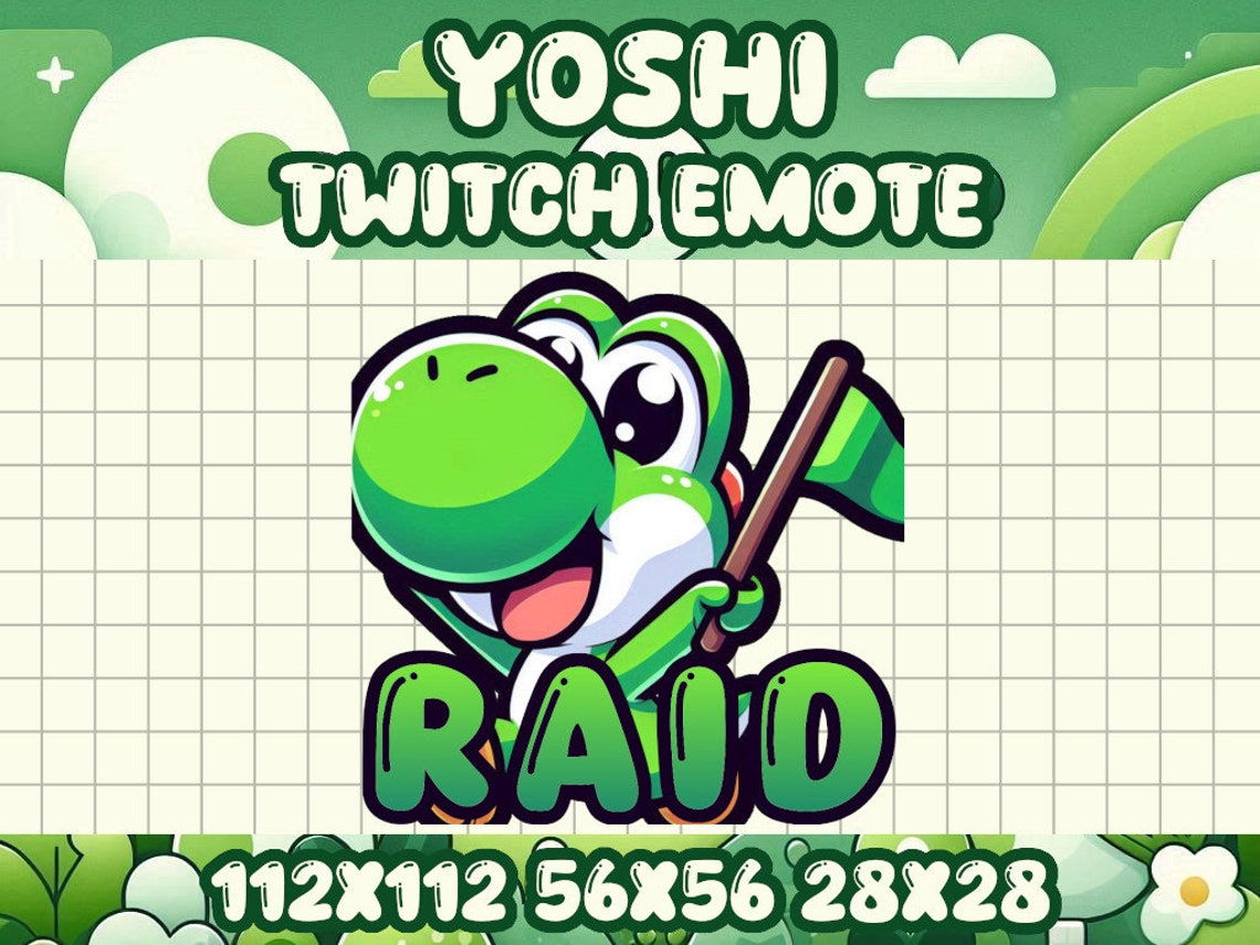Green Yoshi Raid Emote for Twitch Discord Gamers - Etsy