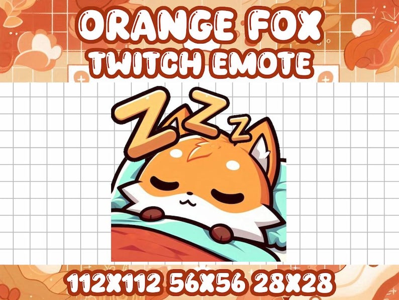 Orange Fox Sleep Emote | Cute Kawaii Chibi Nap Icon for Twitch and ...