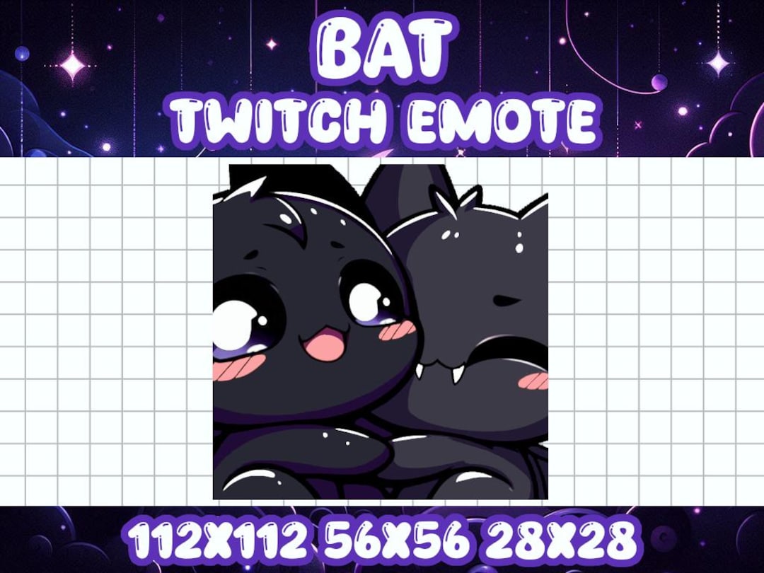 Black Bat Cuddle Emote for Twitch Discord Halloween Chibi Gamer Icon ...