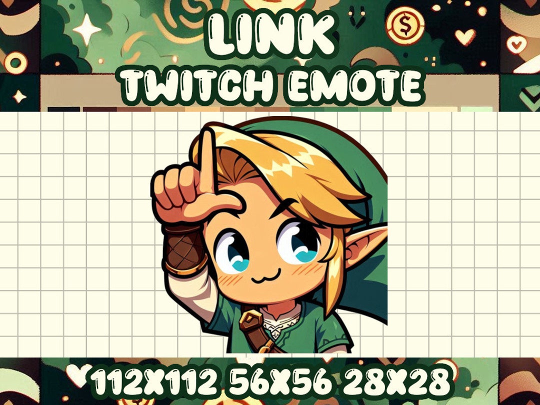 Link L Emote Legend of Zelda Twitch & Discord Icons Kawaii Chibi Gamer ...