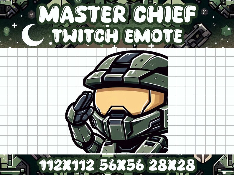 Master Chief Salute Emote Halo Twitch Discord Icon Kawaii Chibi Gamer ...