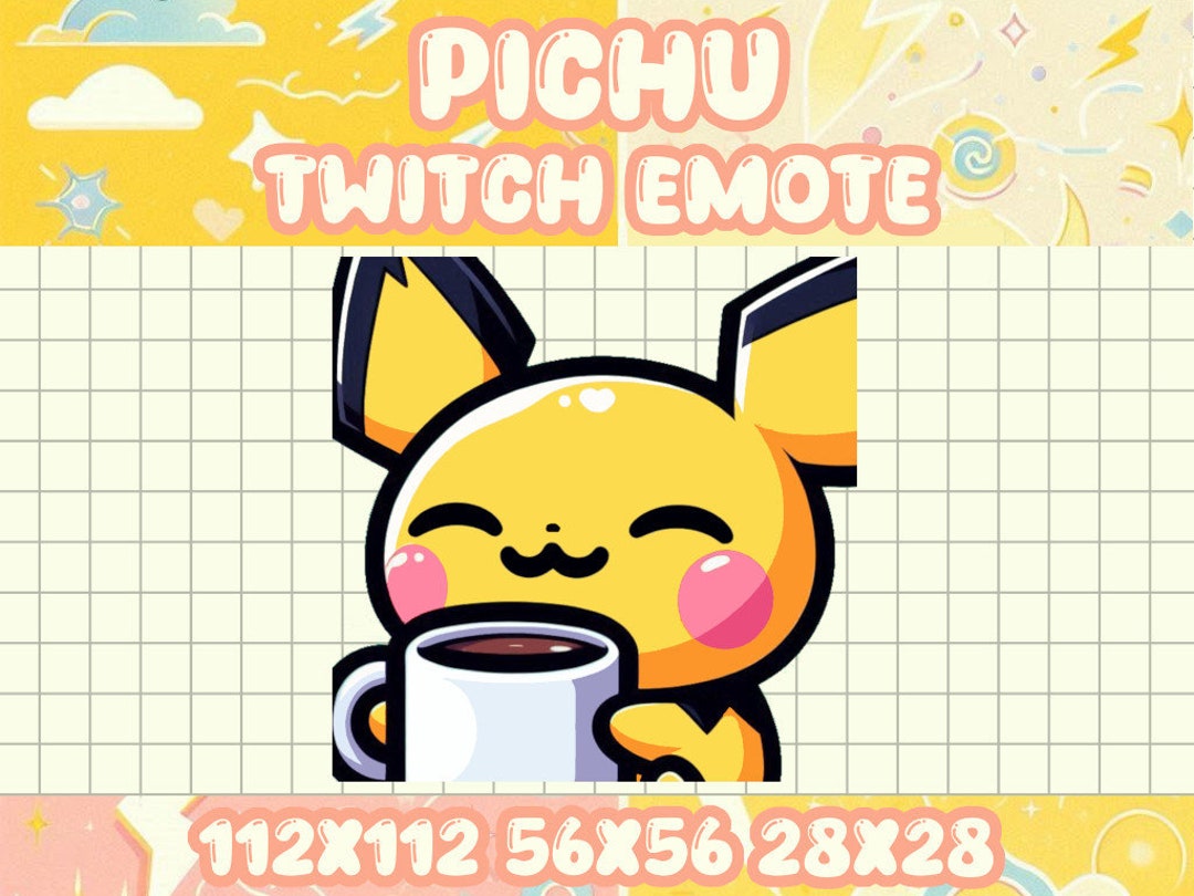 Pichu Coffee Emote Cute Kawaii Pokémon Twitch Discord Icon Adorable ...