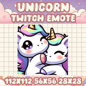 Unicorn Cuddle Emote: Kawaii Twitch & Discord Icons (digital Download ...