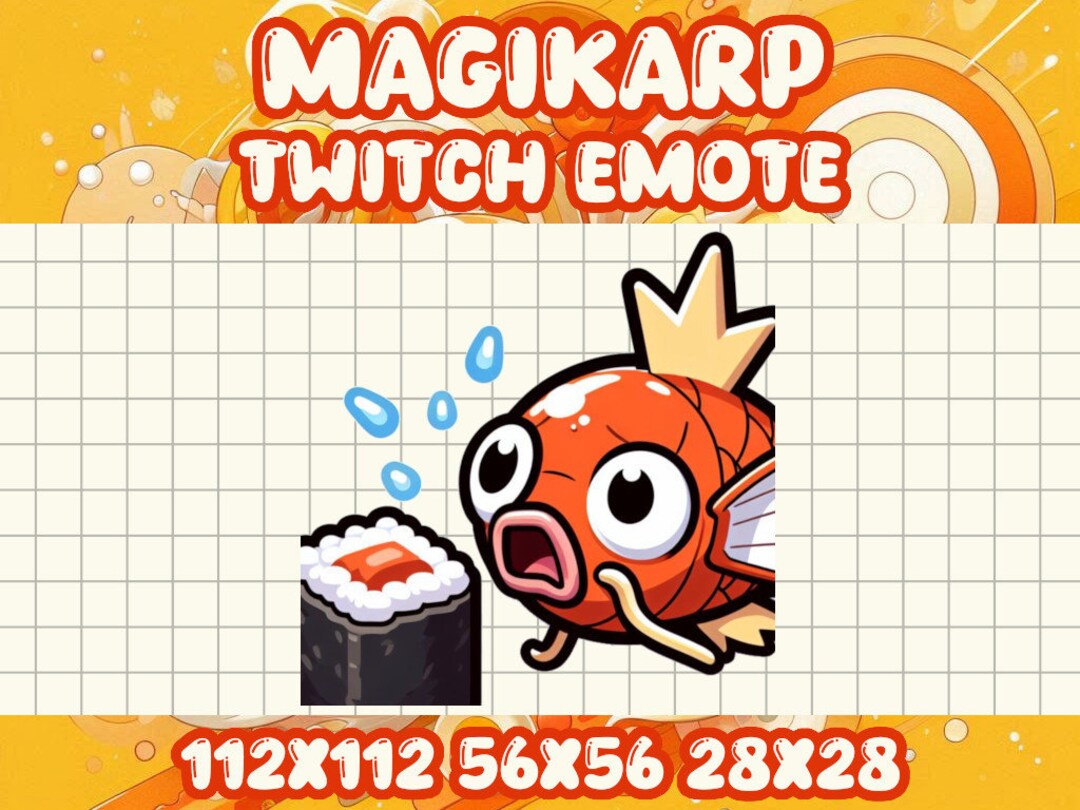Magikarp Sushi Emote Pokémon Twitch & Discord Icons Kawaii Chibi Gamer ...
