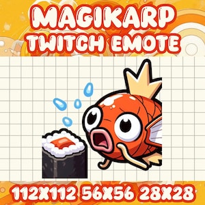 Magikarp Sushi Emote Pokémon Twitch Discord Icons Kawaii Chibi Gamer ...