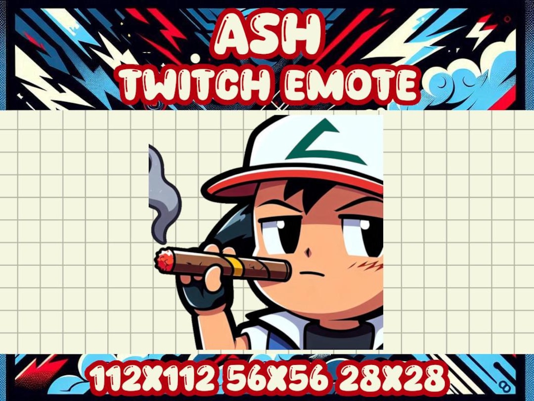 Ash Ketchum Smoke Emote Pokémon Twitch & Discord Icons Kawaii Chibi ...