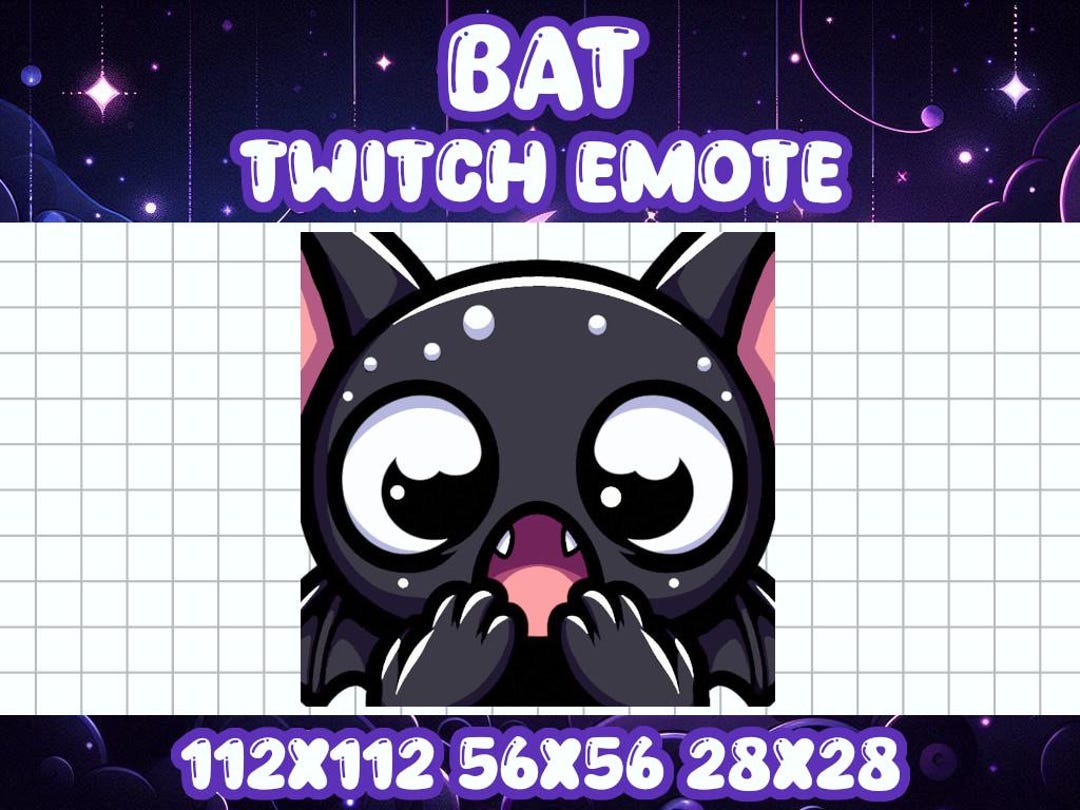 Black Bat Gasp Emote for Twitch Discord Halloween Chibi Gamer Icon ...