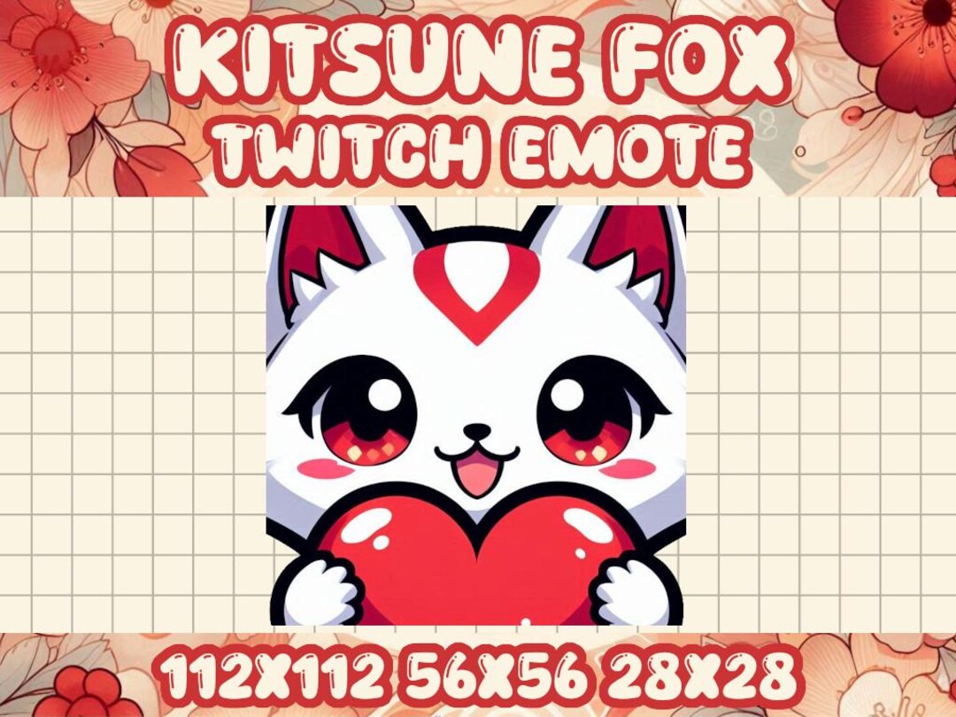 Kitsune Fox Heart Emote | Cute Kawaii Chibi Icon for Twitch and Discord ...