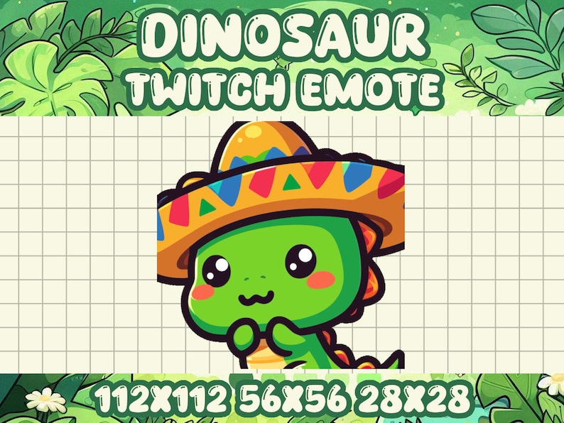 Green Dinosaur Mariachi Emote Cute Kawaii Fantasy Icons Adorable Gamer ...