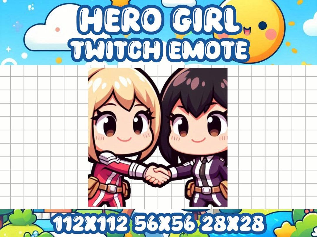 Hero Girl Handshake Emote | Cute Chibi Icon for Twitch and Discord ...